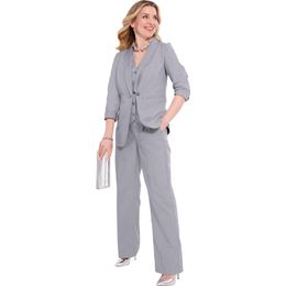 Damen Blazer mit Nadelstreifen grau-ecru-gestreift, Gr&ouml;&szlig;e 54