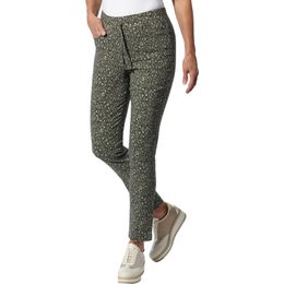 Damen Bengalinhose mit Leo-Muster allover khaki-graphit-bedruckt, Gr&ouml;&szlig;e 24