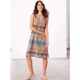 WITT Damen Sommerkleid mit Rundhals-Ausschnitt, gelb-bedruckt, Gr&ouml;&szlig;e 40/42