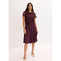 bonprix Midikleid mit Spitze, rot, Gr.50, Elegant und feminin: Midi-Kleid mit Spitzen-Oberteil und ausgestelltem Rock