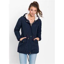 bonprix Parka mit Teddy-Futter, blau, Gr.44, Trendy &Uuml;bergangsjacke mit vielen Details