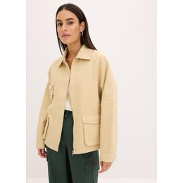 bonprix Oversize Jacke, beige, Gr.46, L&auml;ssige Oversize Utility Jacke mit Taschen, aus 100% Baumwolle