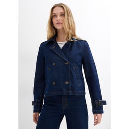 bonprix Denim Trenchjacke, blau, Gr.54, Denim Trenchjacke mit Kn&ouml;pfen, 99% Baumwolle