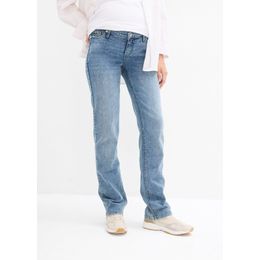 bonprix 2-in-1 Umstandsjeans f&uuml;r die Schwangerschaft und danach Straight, blau, Gr.34, Bequeme Umstandsjeans ohne Bauchband mit geradem Bein, 82% Baumwolle (organic)