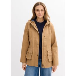 bonprix wasserabweisende Jacke mit Karo-Futter, beige, Gr.54, leichte Jacke mit kariertem Futter, 97% Baumwolle