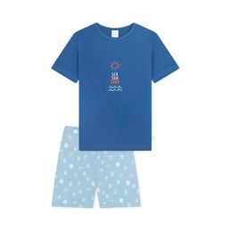 Schiesser Kurzer Kinder-Pyjama - M&auml;dchen - Gr. 140 - dunkelblau