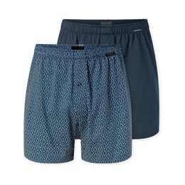 2 Schiesser Jersey-Boxer - Herren - Gr. S/4 - dunkelblau/print