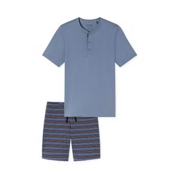 Schiesser Shorty-Set - Herren - Gr. XXL - blaugrau/gestreift