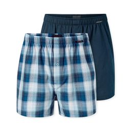 2 Schiesser Web-Boxer - Herren - Gr. Xxl/8 - blau/kariert