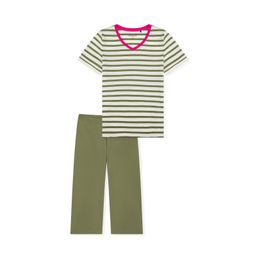 Schiesser 3/4-Pyjama-Set - Damen - Gr. 38 - gr&uuml;n/gestreift