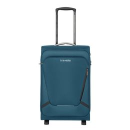 Handgep&auml;ck-Trolley Travelite "JETPACK Slim 2 Cabin Handgep&auml;ck Koffer", Gr. B/H/T: 35cm x 55cm x 23cm 40 l, blau (petrol), Polyester, unifarben mit Farbeins&auml;tzen, Koffer