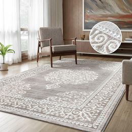 Teppich Sanat "Harmony 3204, auch als L&auml;ufer und rund" Gr. 2, beige, B:80cm H:12mm L:150cm, Kunstfaser, Teppiche, Teppich, Wohnzimmer, Kurzflor, modern, Orient Optik, Schlafzimmer