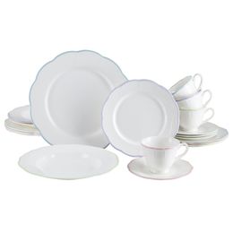 Kombiservice Creatable "Florine Bunt, Service 20-tlg.", wei&szlig;, bunt, 20, Steingut, Geschirr-Sets, Kombiservice, Elegant, Klassische Form, Zart gewellte R&auml;nder