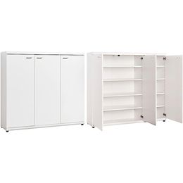 Kommode Procontour "Sun", wei&szlig;, B:135cm H:115cm T:35cm, Holzwerkstoff, Sideboards, Schuhkommode, H&ouml;he 115cm, mit variabel verstellbaren Einlegeb&ouml;den