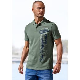 Poloshirt John Devin, Herren, Gr. L (52/54), salbei, Piqu&eacute;, Obermaterial: 100% Baumwolle, regular fit normal, Rundhals, Rippb&uuml;ndchen, Shirts, mit gro&szlig;em Druck vorn aus Baumwoll-Piqu&eacute;