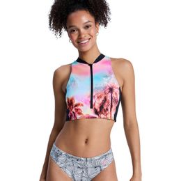 Tankini-Top Roxy "Pro Surf Tank Top", Damen, Gr. XS, Cup B, cloud dancer super surfer, Obermaterial: 62% recyceltem Nylon, 38% Elasthan;, Bikini-Oberteile