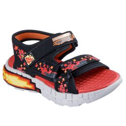 Sandale Skechers "MEGA-SPLASH 4K", Jungen, Gr. 27, schwarz, rot, Lederimitat, Textil, kontrastfarbene Details, Schuhe Sandale, Mega Craft Sandale mit Klettverschluss, Gr&ouml;&szlig;enschablone zum Download