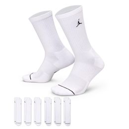 Funktionssocken Nike "U J ED CUSH PLY CREW 6PR - 144", Damen, Gr. L (42/45), wei&szlig;, schwarz, Obermaterial: 96% Polyester, 3% Elasthan, 1% Nylon, Socken, f&uuml;r Basketball, mit Elasthan, mit Polsterung rund um den Fu&szlig;
