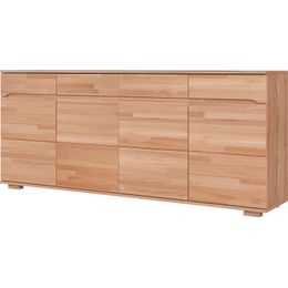Sideboard OTTO HOME "VETRO Teilmassiv, Fronten Massivholz, Wohnzimmer, Stauraum,Griffmulde", wei&szlig;, neutral, B:199cm H:85cm T:40cm, Sideboards, Sideboard, B/T/H:199/40/85cm, 4Schubladen, 8 geschlossen F&auml;cher, Stauraum