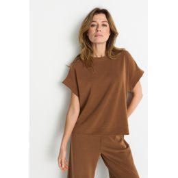 T-Shirt RICHROYAL, Damen, Gr. L, coconut bark, Single Jersey, Obermaterial: 52% Modal, 42% Polyester, 6% Elasthan, regular fit taillenbedeckt, Rundhals, angeschnitten angesetztes B&uuml;ndchen, Shirts T-Shirt, Regular fit mit Rundhalsausschnitt