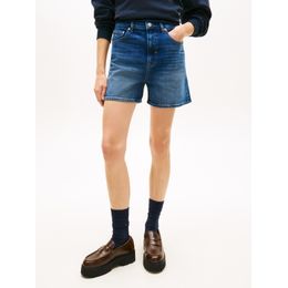 Shorts Tommy Jeans "MOM SHORT BJ8155", Damen, Gr. 30, N-Gr, denim schwarz, Web, Obermaterial: 99% Baumwolle, 1% Elasthan, kurz, Hosen Shorts