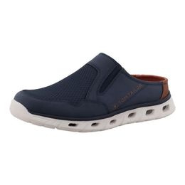 Clog Tom Tailor "Valter", Damen, Gr. 46, navy, Lederimitat, Textil, Schuhe Clog, Schlupfschuh, Sommerschuh mit komfortablen Stretcheins&auml;tzen