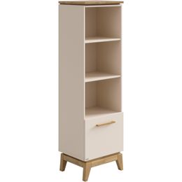 Standregal Paidi "STIENE in Beige oder Grau, 3 offene F&auml;cher, 1 Schublade mit Soft-Close", cashmere, beige, eiche massiv, B:48cm H:161cm T:40cm, Holzwerkstoff, Massivholz, Regale, Standregal, modernes und langlebiges Regal mit Massivholz, Highboard