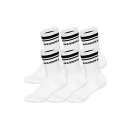 Kurzsocken HUDDLE "Socken HUDDLE 6pk Crew Socks Double Stripe 6er Pack", Damen, Gr. 35-38, wei&szlig;, Obermaterial: 82% Polyester PES. 15% Baumwolle CO. 3% Elasthan EL., Socken Kurzsocken