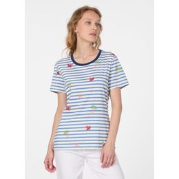 T-Shirt Ragwear "MINTTA STRIPES", Damen, Gr. M, night blau, Jersey, Obermaterial: 100% Baumwolle, gestreift, normal, Rundhals, Shirts T-Shirt, Klassischer Fit mit Streifen und Allover-Print
