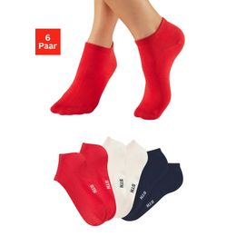 H.I.S. Sneakersocken H.I.S, Damen, Gr. 35-38, 2x rot, 2x marine, 2x ecru, Baumwollmischung, unifarben, elastisch, Socken Sneakersocken, mit Maritimen Design