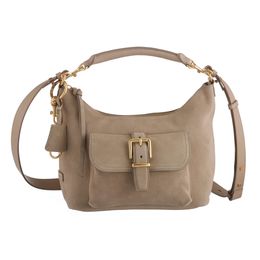 Hobo "Caren", Damen, Gr. B/H/T: 26cm x 23cm x 12cm, hellbeige, Veloursleder, MARC O'POLO ACCESSORIES, unifarben, Taschen Hobo, Henkeltasche, Handtasche, Umh&auml;ngetasche, verstellbarer Schulterriemen