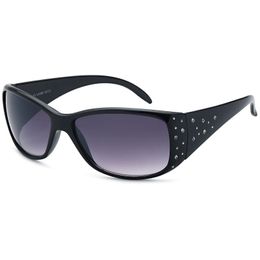Sonnenbrille styleBREAKER "Sonnenbrille Schmetterlingsform mit Strass am B&uuml;gel", Herren, grau (gestell schwarz, glas grau, violett verlaufsglas), Modisch, Sonnenbrillen Sonnenbrille