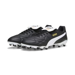 Fu&szlig;ballschuh Puma "KING TOP FG/AG", Gr. 40, schwarz-wei&szlig; (Puma schwarz, Puma wei&szlig;, Puma gold), Synthetik, Schuhe Fu&szlig;ballschuh, f&uuml;r Rasen- und Kunstrasenpl&auml;tze