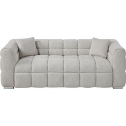 3-Sitzer, creme, B:190cm H:65cm T:73cm, 100%PES, ATLANTIC HOME COLLECTION, Sofas, 3-Sitzer, "Bubble"-3D Optik Sofa mit Taschenfederkern, inkl. Zierkissen