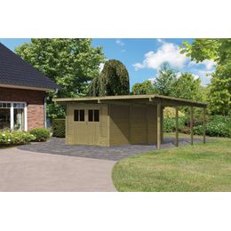 Doppelcarport Karibu "&raquo;ECO 2 SET&laquo; Variante A, AKTION 2 kdi", kdi, B/H/T: 527cm x 206cm x 576cm, Carports, Doppelcarport, mit integriertem Abstellraum gro&szlig;