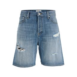 Jack & Jones Shorts JACK & JONES, Damen, Gr. L, N-Gr, blau denim, Denim/Jeans, Obermaterial: 100% Baumwolle, Abriebeffekte, relaxed fit, Hosen Shorts