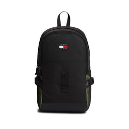 Rucksack Tommy Jeans "TJM OUTDOOR BACKPACK", Damen, Gr. B/H/T: 29cm x 47cm x 17cm, schwarz, Nylon, Basic, Rucks&auml;cke Rucksack, Freizeitrucksack, City Bag, Reiserucksack mit Logoembelm