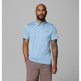 Poloshirt Columbia, Herren, Gr. XL (54), ripple blau heather, Obermaterial: 100% Polyester, Shirts Poloshirt, lockere Passform, Kurzarm, f&uuml;r Wanderungen und aktive Freizeit