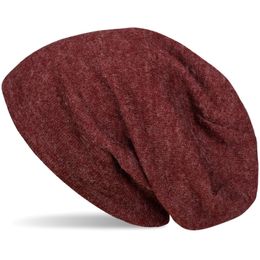 Strickm&uuml;tze styleBREAKER "Feinstrick Beanie Meliert", Damen, rot (bordeaux, rot), Obermaterial: 50% Viskose CV. 50% Polyester PES., Modisch, M&uuml;tzen Strickm&uuml;tze