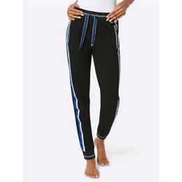 Homewearpants feel good, Damen, Gr. 36/38, Normalgr&ouml;&szlig;en, schwarz, royalblau, 95% Baumwolle, 5% Elasthan, gemustert, mehrfarbig, unifarben, Hosen Homewearpants