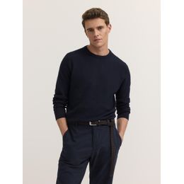 Rundhalspullover Bugatti "Regular Fit", Herren, Gr. 3XL, 390, marine, Strick, 100% Baumwolle, unifarben, regular fit, Rundhals, Pullover Rundhalspullover, mit einer Struktur