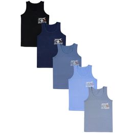 Unterhemd TUPTAM "Unterhemd Kinder Jungen Unterhemd &Auml;rmellos 5er Pack", M&auml;dchen, Gr. 164, N-Gr, schwarz (sport schwarz grau blau), Obermaterial: 95% Baumwolle CO. 5% Elasthan EL., Unterhemden Unterhemd