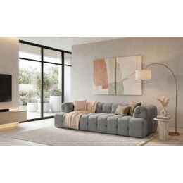 3-Sitzer Home Affaire "APERIRE Design-Sofa, moderne Steppung, Breite 225 cm", hellgrau, B:225cm H:77cm T:100cm, 100% Polyester, Sofas, 3-Sitzer, mit Wellenunterfederung, gem&uuml;tlich und modern, komfortables Sitzgef&uuml;hl