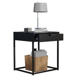Nachttisch Vcm "Metall Nachttisch Beistelltisch Schublade Flokas S", schwarz, B:43cm T:41cm, Sideboards, Nachttisch