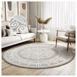 Teppich Sanat "Harmony 3204, auch als L&auml;ufer", beige, H:12mm &Oslash;:150cm, Kunstfaser, Teppiche, Teppich, Wohnzimmer, Kurzflor, modern, Orient Optik, Schlafzimmer