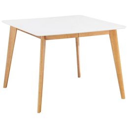 Livetastic Esstisch, Wei&szlig;, Holz, Eiche, massiv, quadratisch, 100x76x100-180 cm, ausziehbar, Esszimmer, Tische, Esstische, Esstische ausziehbar