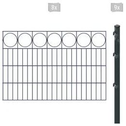 Doppelstabmattenzaun Arvotec "ESSENTIAL 80 zum Einbetonieren "Ring" mit Zierleiste", grau (anthrazit), H:80cm, Kunststoff, Stahl, Zaunelemente, Zaunh&ouml;he 80 cm, Zaunl&auml;nge 2 - 60 m