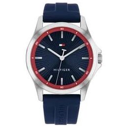Quarzuhr Tommy Hilfiger "BRUCE", blau, silberfarben, Armbanduhren, Damen, Quarzuhr, Armbanduhr, Herrenuhr, Silikonarmband, analog