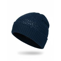Strickm&uuml;tze styleBREAKER "Strick Beanie M&uuml;tze mit Loch Muster", Damen, blau (dunkelblau), Obermaterial: 100% Viskose CV., Modisch, M&uuml;tzen Strickm&uuml;tze