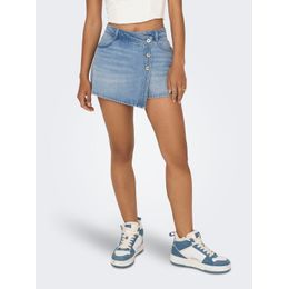 Jeansshorts Only "ONLLESLY REG LB DNM SKORT BJ NOOS", Damen, Gr. M (38), N-Gr, blau (light blau denim), Denim/Jeans, Obermaterial: 100% Baumwolle, unifarben, regular fit kurz, Jeans Jeansshorts, Baumwolle, Regular Waist, Hosenrock